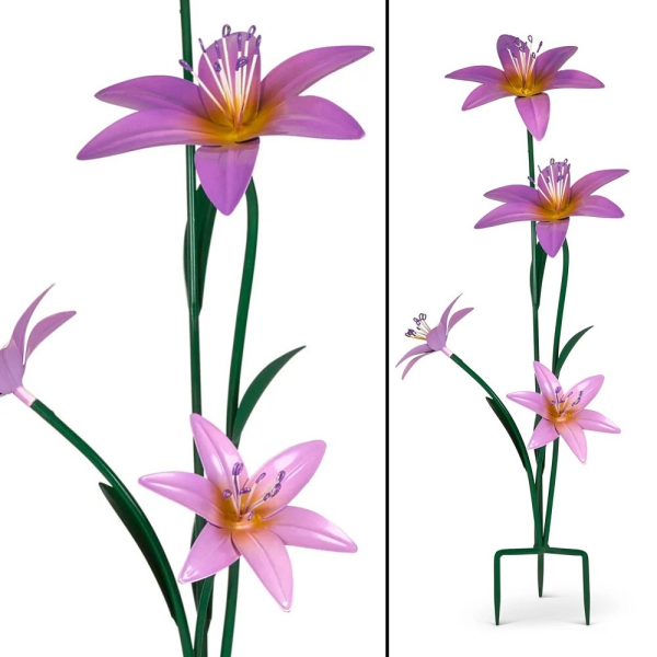 Buy Purple Lily Stake Garden Metal Ornament | Bedwen Plants